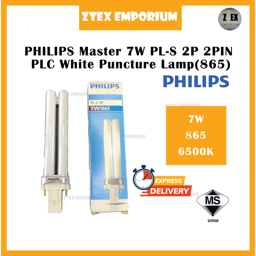 PHILIPS MASTER 7W PLS 2P 2PIN PLS WHITE PUNCTURE LAMP 865 6500K | Shopee Malaysia