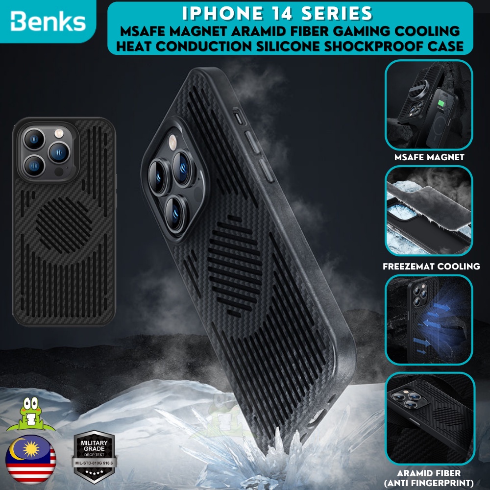 BENKS MAGNETIC GAMING COOLING Case for iPhone 14 Pro Max Plus Aramid ...