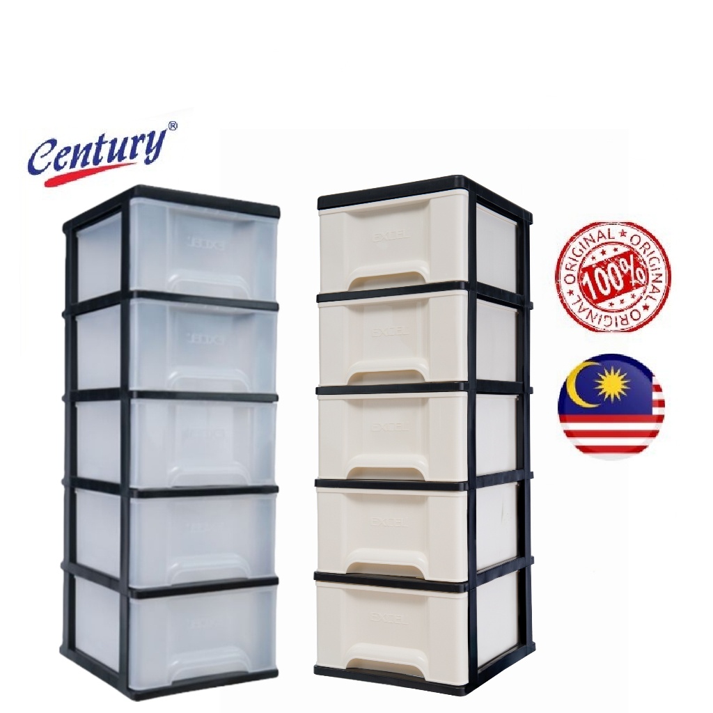 Century Drawer 5 TIER Clothes Cabinet Laci Kabinet Plastik Almari 5 ...
