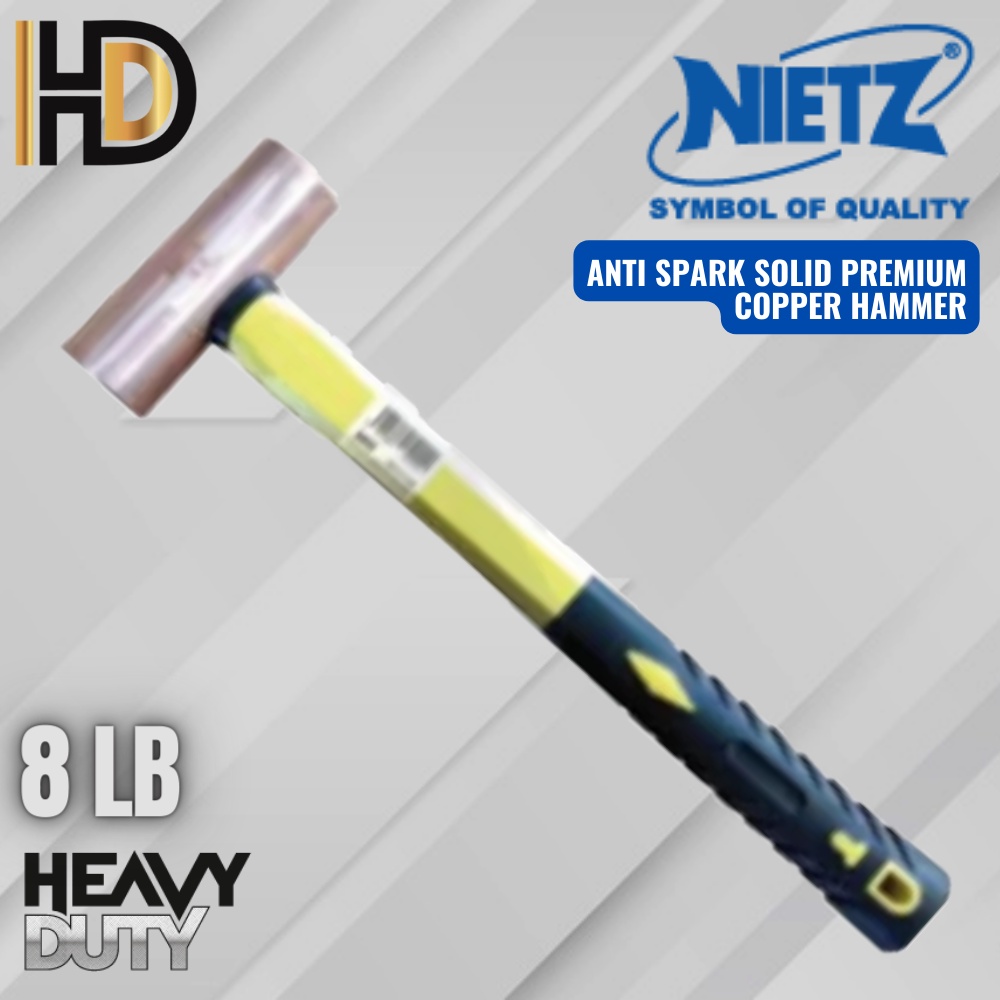 NIETZ Anti Spark Solid Premium Copper Hammer 8LB / Heavy Duty Fibre ...