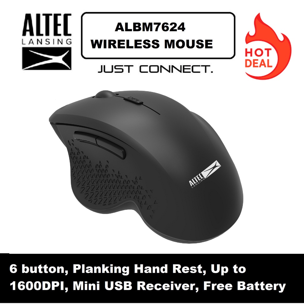 Altec Lansing ALBM7624 Wireless Business Ergonomic Mouse 6 button ...