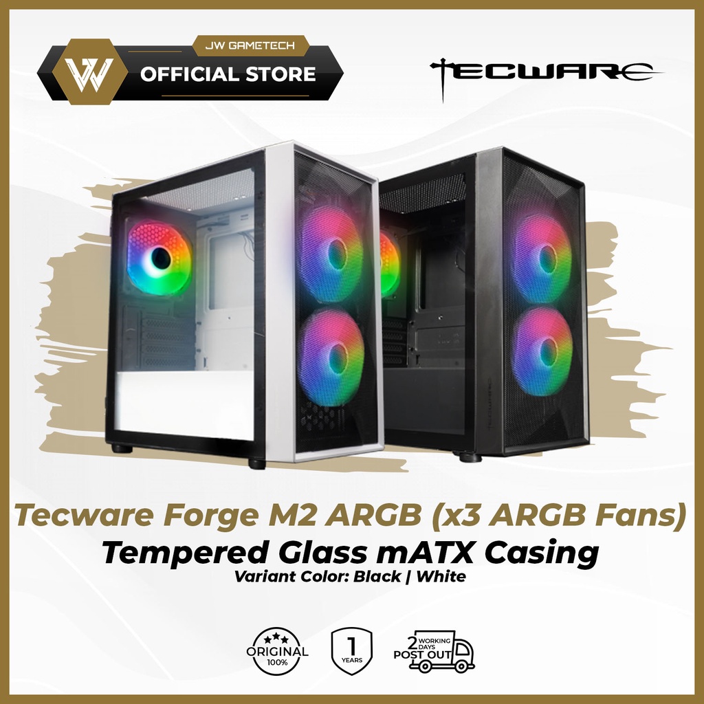 Tecware Forge M2 ARGB TG mATX Gaming Case - ARGB Black | ARGB White ...