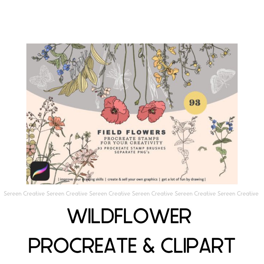 P90 Wildflower Procreate Stamps & Clipart (Flowers, floral, botanical ...