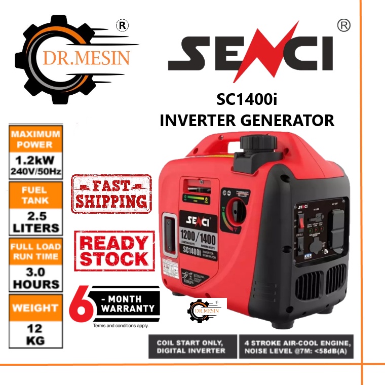 [READY STOCK] SENCI SC1400i Petrol Generator Digital Inverter Silent ...