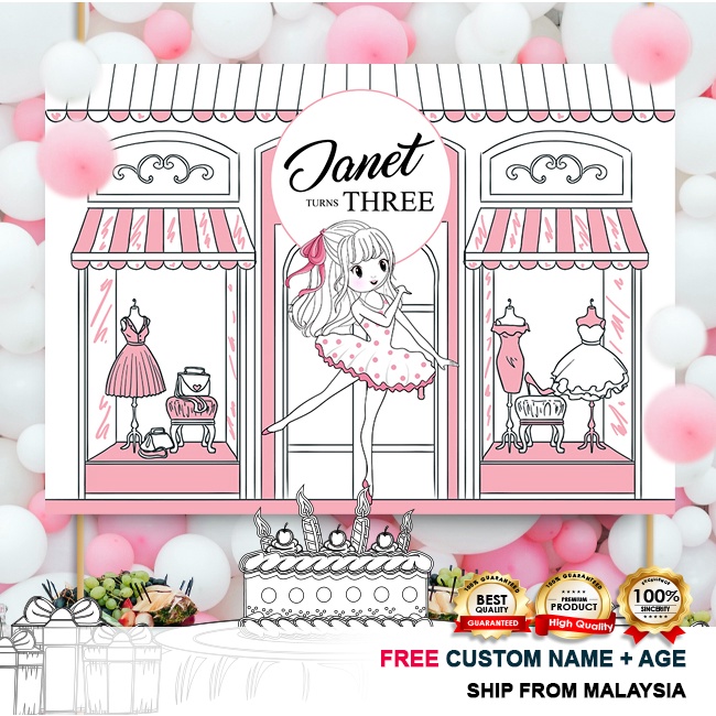 Birthday Banner / Birthday Backdrop / Hari Jadi - Storefront / Bakery ...