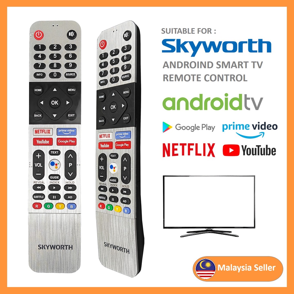 Compatible Skyworth Youtube Google Play Flat Penal Smart And Android LED Tv Remote Control-no ...