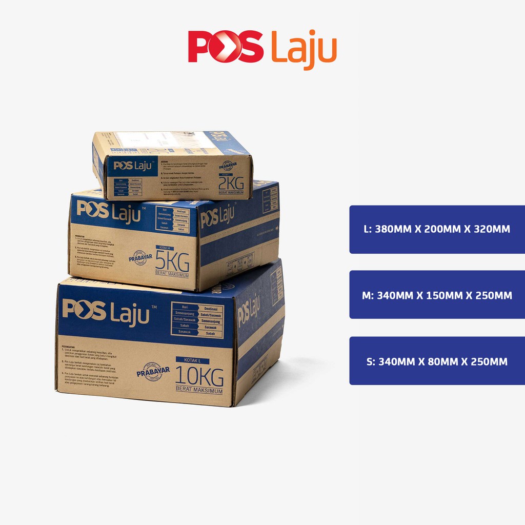 PosLaju Prepaid Courier Parcel Box Blue (S / M / L ) | Shopee Malaysia