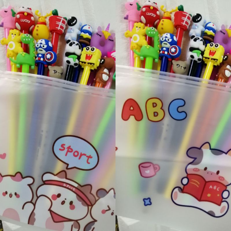 (S.H) 20pcs Cute Cartoon Pen Set Pencil Bag Student Stationery Gift Set ...