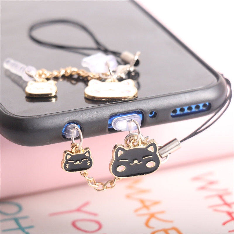 Fashion cute cat mobile phone dust plug pendant dust plug type-C dust ...