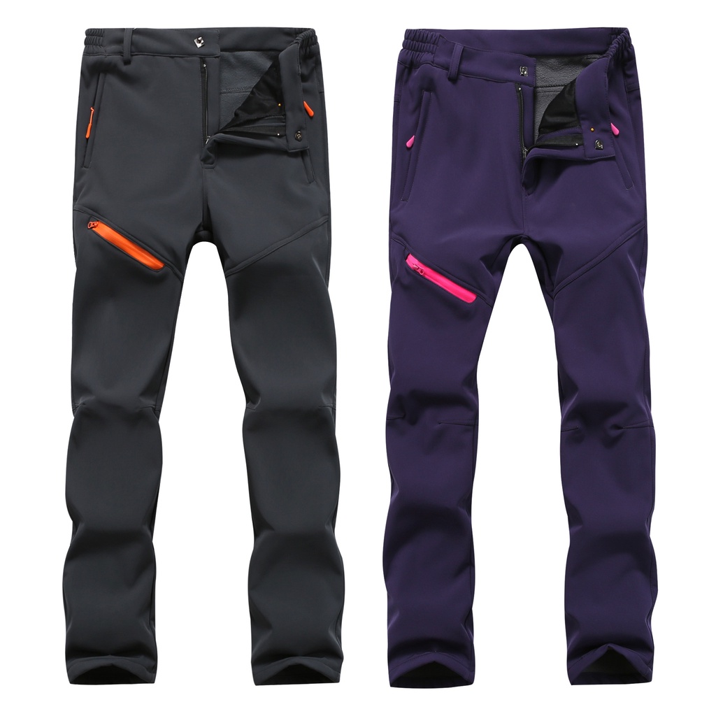 Men Women Winter Pant Softshell Waterproof Warm Fleece Thick Pants ...