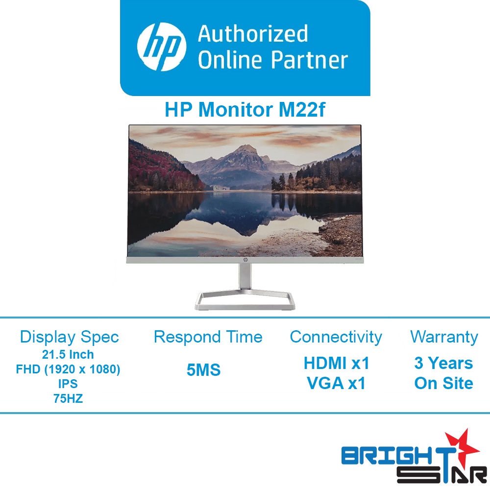 HP Monitor M22F ( 21.5 Inch FHD IPS 75Hz / 300 nits / 5ms(GTG ...