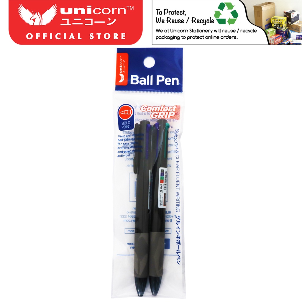 Unicorn Multi-Function 4 in 1 Comfort Grip Ball Pen UBP-4BC | Shopee ...