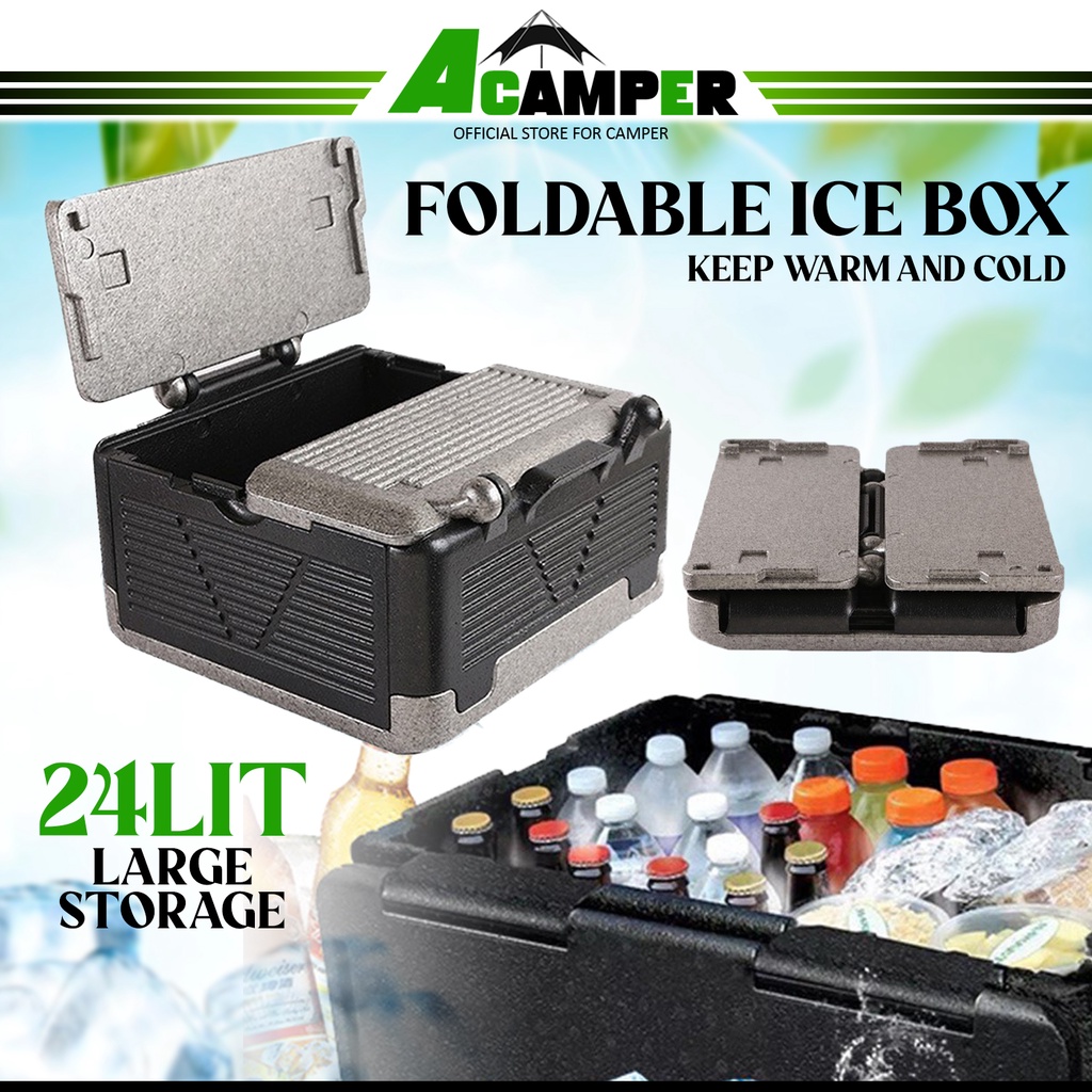 Camping Cooler Box Foldable Ice Cooler Food Storage Box Kotak Ais Box ...