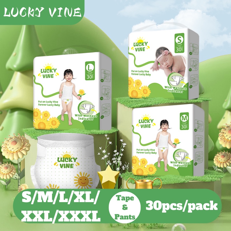 LUCKY VINE Baby Diaper Magic Tape Diaper 30PCS(1Pack) S/M/L/XL Korean ...