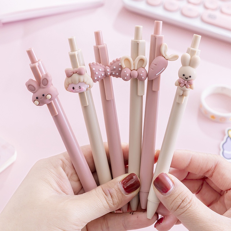 [New Arrival] Cute Rabbit Pe Girl High Face Value Stereo Cartoon Press Neutral Pen Student Press ...