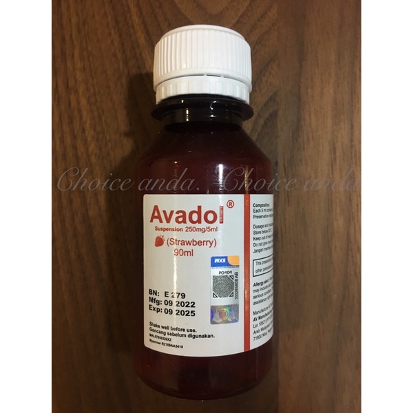 STRAWBERRY Flavour Avadol Suspension 250mg/5ml (90ml) Paracetamol ...