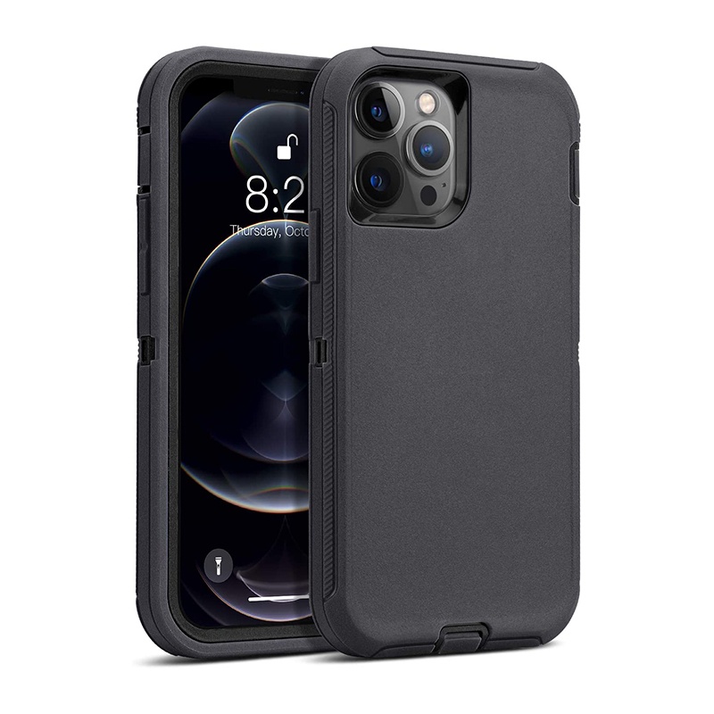 Casing iPhone 13 Military Super Shockproof Tebal 3 in 1 Black Casing iP ...