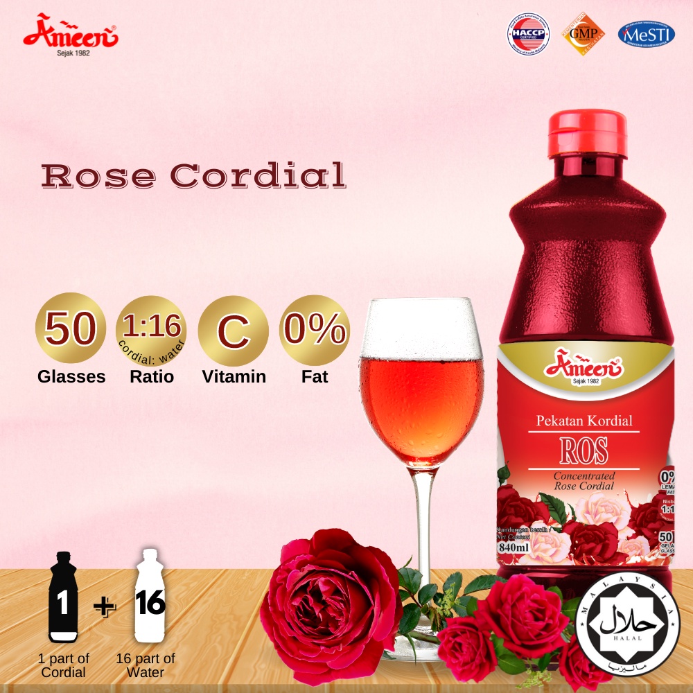 AMEEN Pekatan Kordial Sirap Ros | Rose Syrup Cordial | Sugary Cordial ...