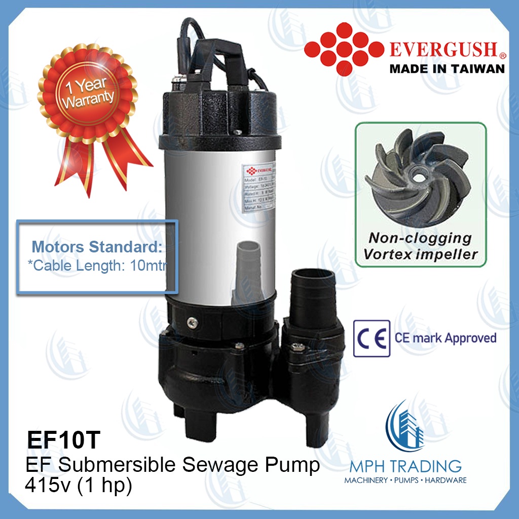 Evergush EF10T Multipurpose Koi Pond Submersible Sewage Water Pump 1HP ...