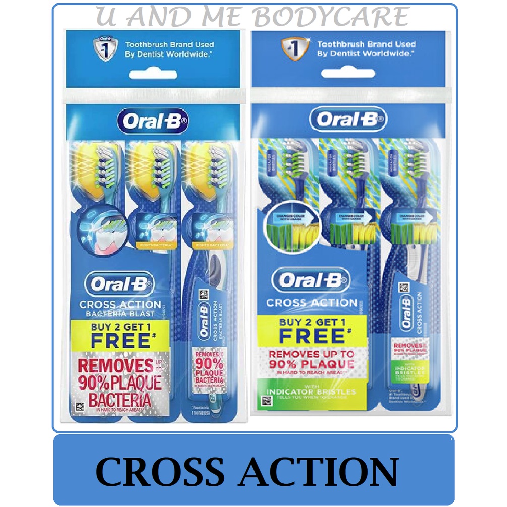 Oral-B Cross Action Anti-Bacterial Indicator/ BristlesToothbrush Buy 2 ...