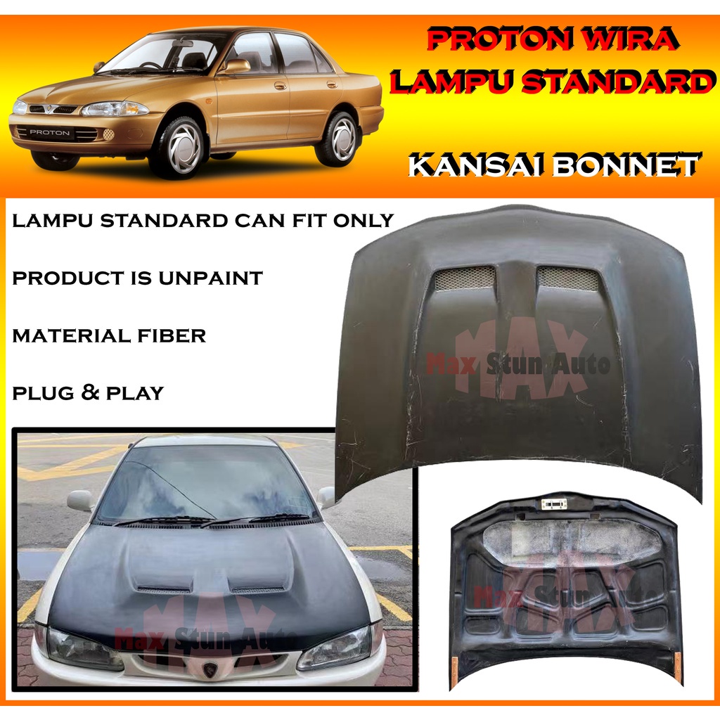 PROTON WIRA SEDAN SALOON WIRA AEROBACK SATRIA PUTRA HKS KANSAI EVO3 EVO 3 E3 LOOK FRONT BONET ...