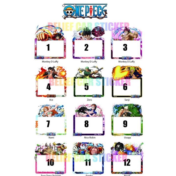 CARTOON ONE PIECE WINDSCREEN ROAD TAX STICKER - LUFFY , ZORO , ACE ...
