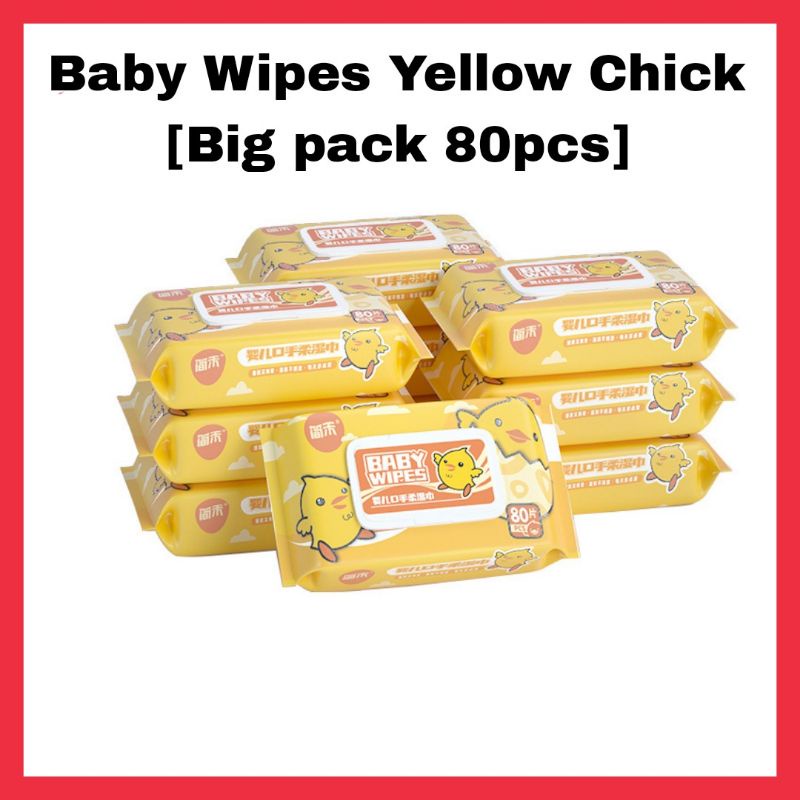 [80 Pcs Big Pack]Yellow Chick Baby Wet Wipes Wet Tissue Tisu Basah Non ...