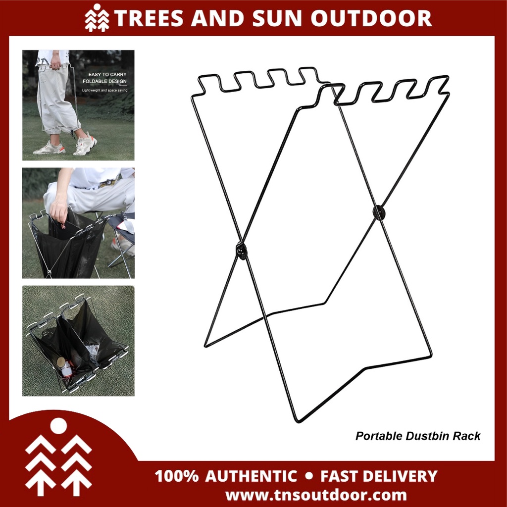 Tree and Sun Outdoor Portable Stainless Steel Foldable Dustbin Rack ...