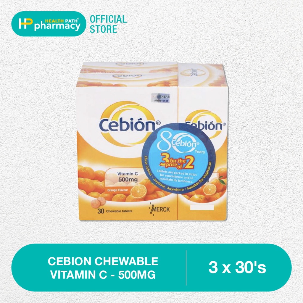 Cebion Chewable Vitamin C (500mg x 30s x 3) EXP 05/2024 | Shopee Malaysia