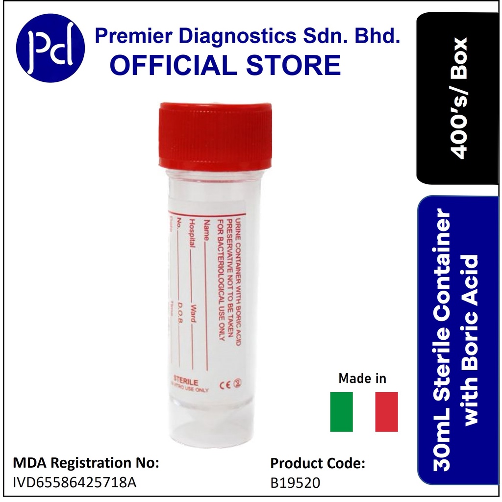 Sterile 30ml container with Boric Acid Powder-Red Cap (400's/box ...
