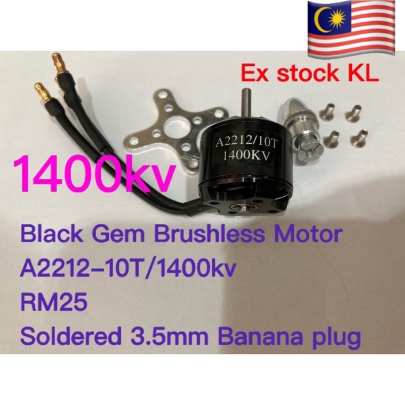 Brushless Motor Black Gem - A2212-10T/1400kv | Shopee Malaysia
