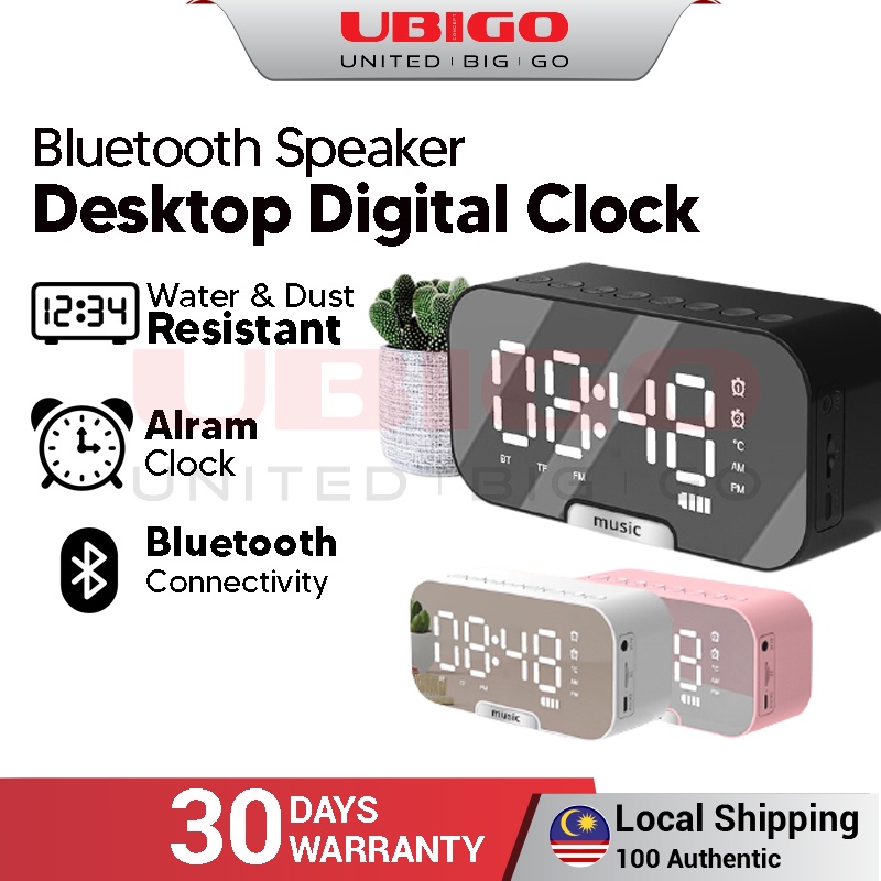 UBIGO Bluetooth Speaker with FM Radio Jam Meja Alarm Clock Subwoofer ...