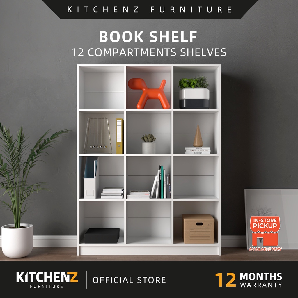 KitchenZ Book Shelf Book Rack Buku Rak Divider Cabinet with 12 ...