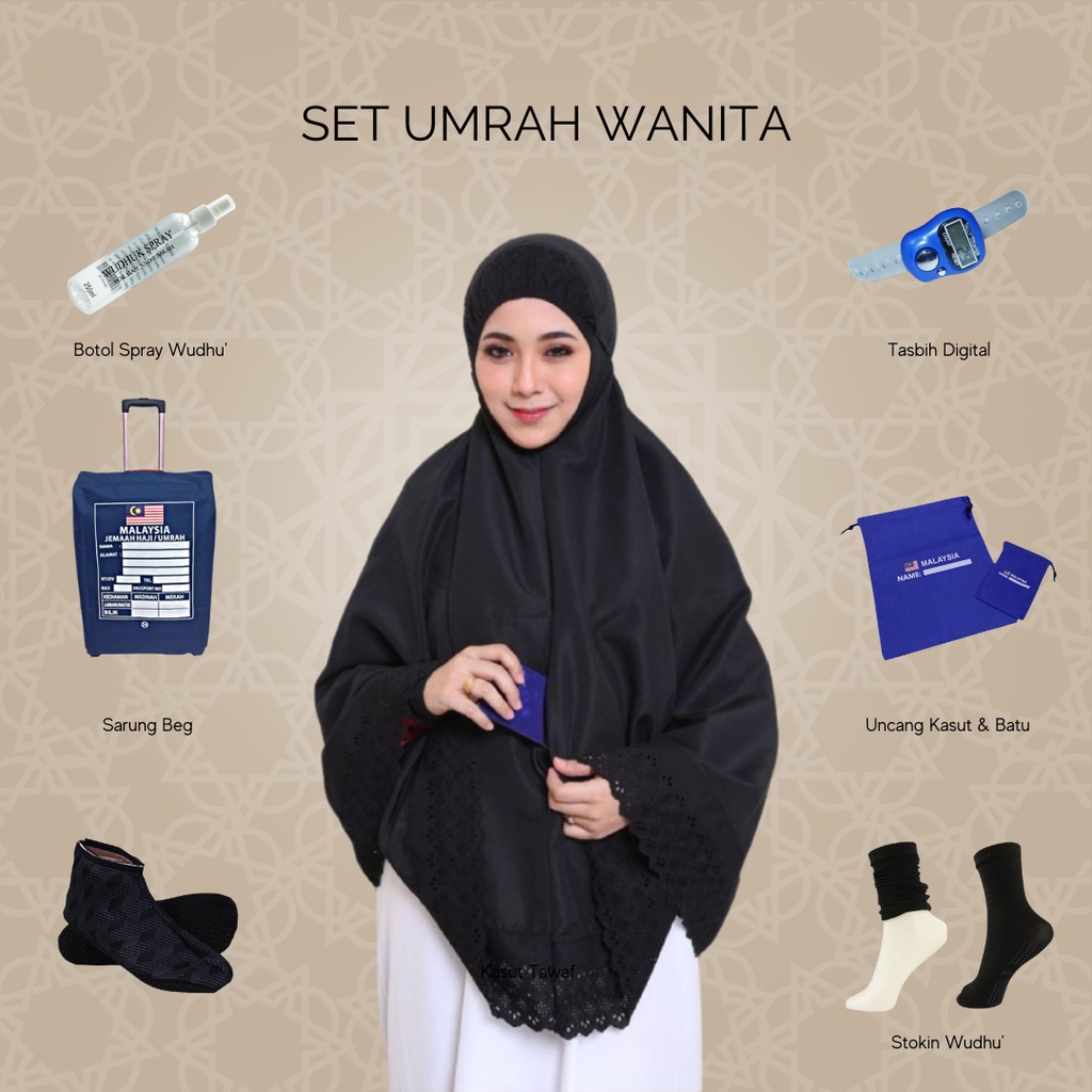SET UMRAH HAJI WANITA TELEKUNG KOMBO 7 ITEM LENGKAP | Shopee Malaysia