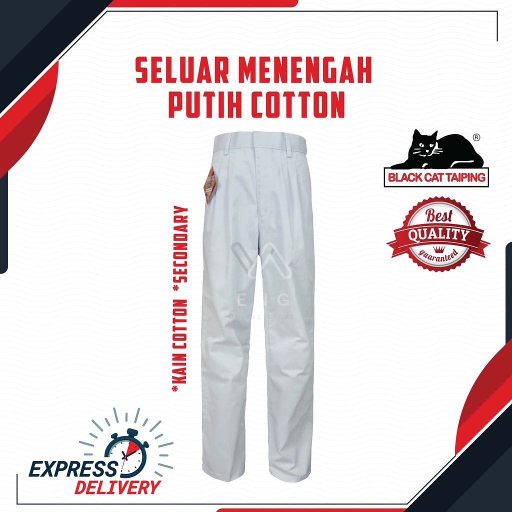 SELUAR PUTIH PANJANG COTTON SEKOLAH MENENGAH - BAJU SEKOLAH JENAMA ...