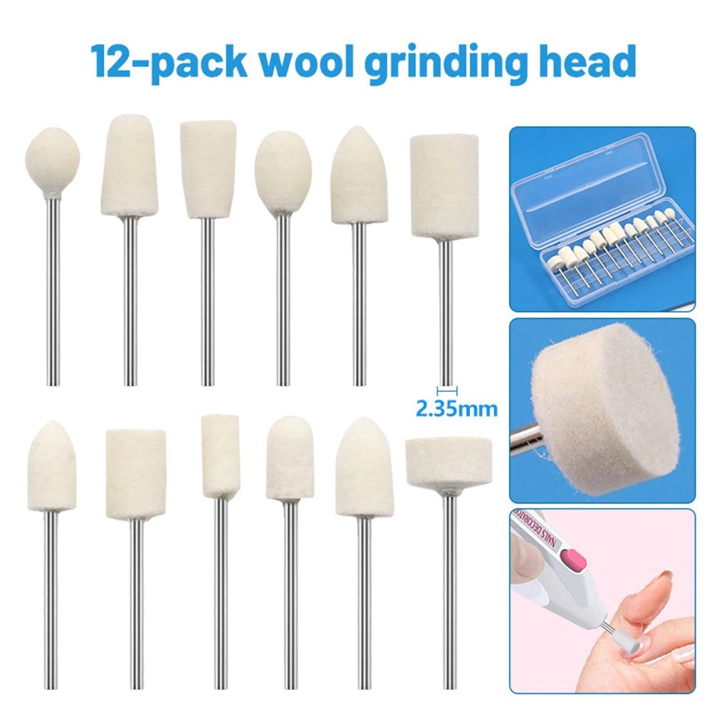 MKR 12Pcs Wool Felt Grinding Sanding Head Abrasive Buffing Wheel 2.35mm ...