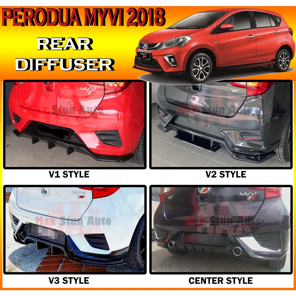 PERODUA MYVI 2018-2020 REAR DIFFUSER (V1,V2,V3,CENTER) REAR SKIRT ...