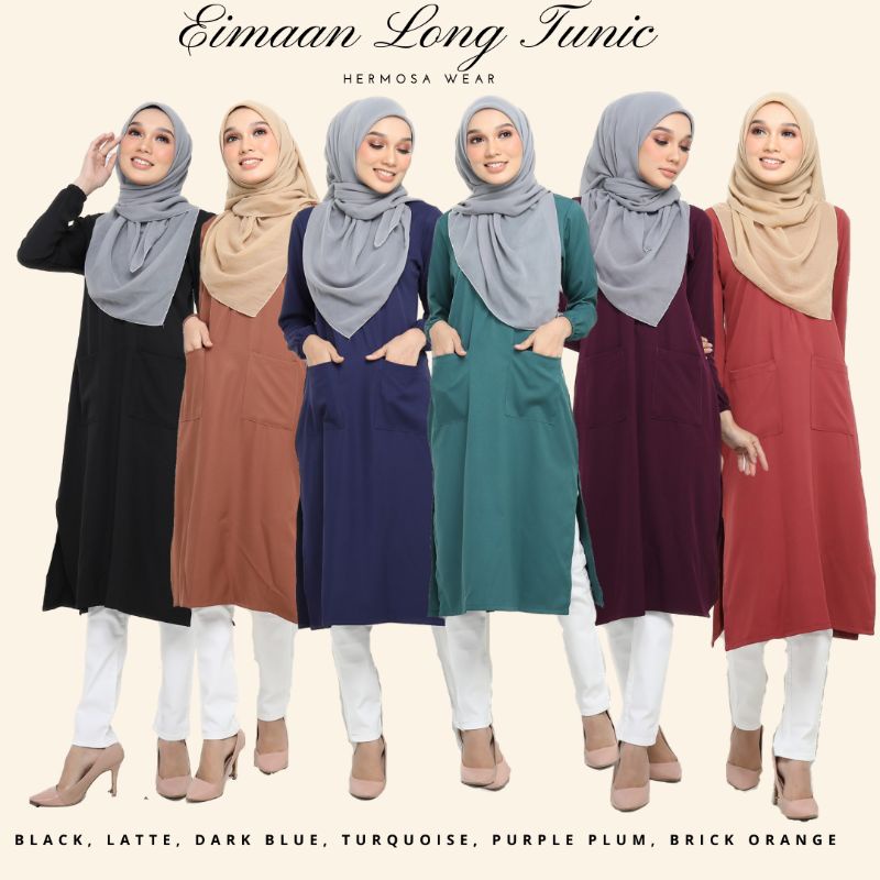 EIMAAN LONG BLOUSE TUNIC byHermosa | Shopee Malaysia