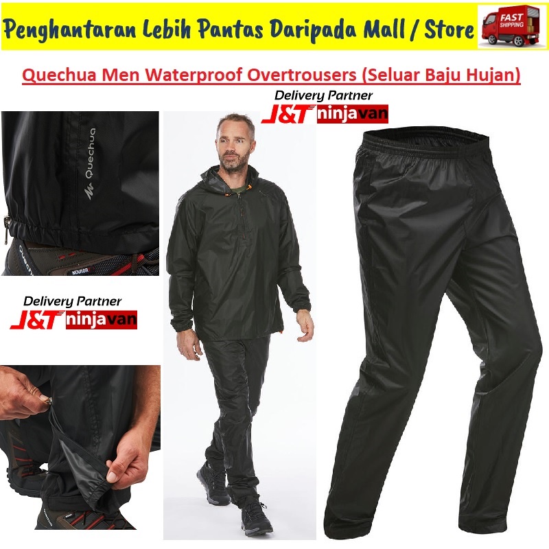 Qu3chu@ Mens Waterproof Hiking Overtrousers / Waterproof Trousers ...