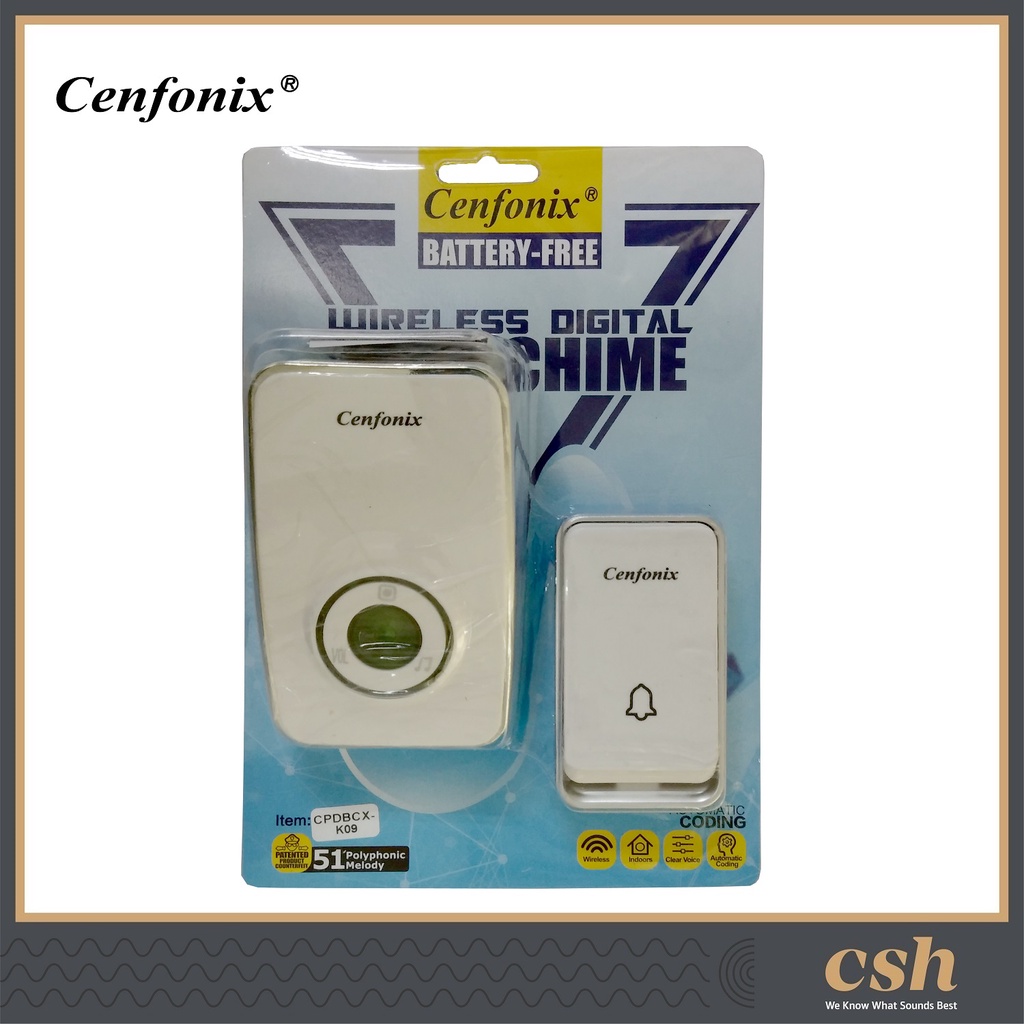 Cenfonix K09 Wireless Digital Door Chime Loceng Pintu with 51 ...