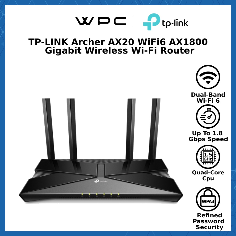 TP-LINK Archer AX20 WiFi6 AX1800 Gigabit Wireless Wi-Fi Router For ...