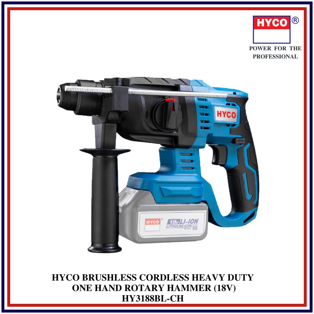 HYCO HY3188BL-CH Brushless Cordless Heavy Duty One Hand Rotary Hammer ...