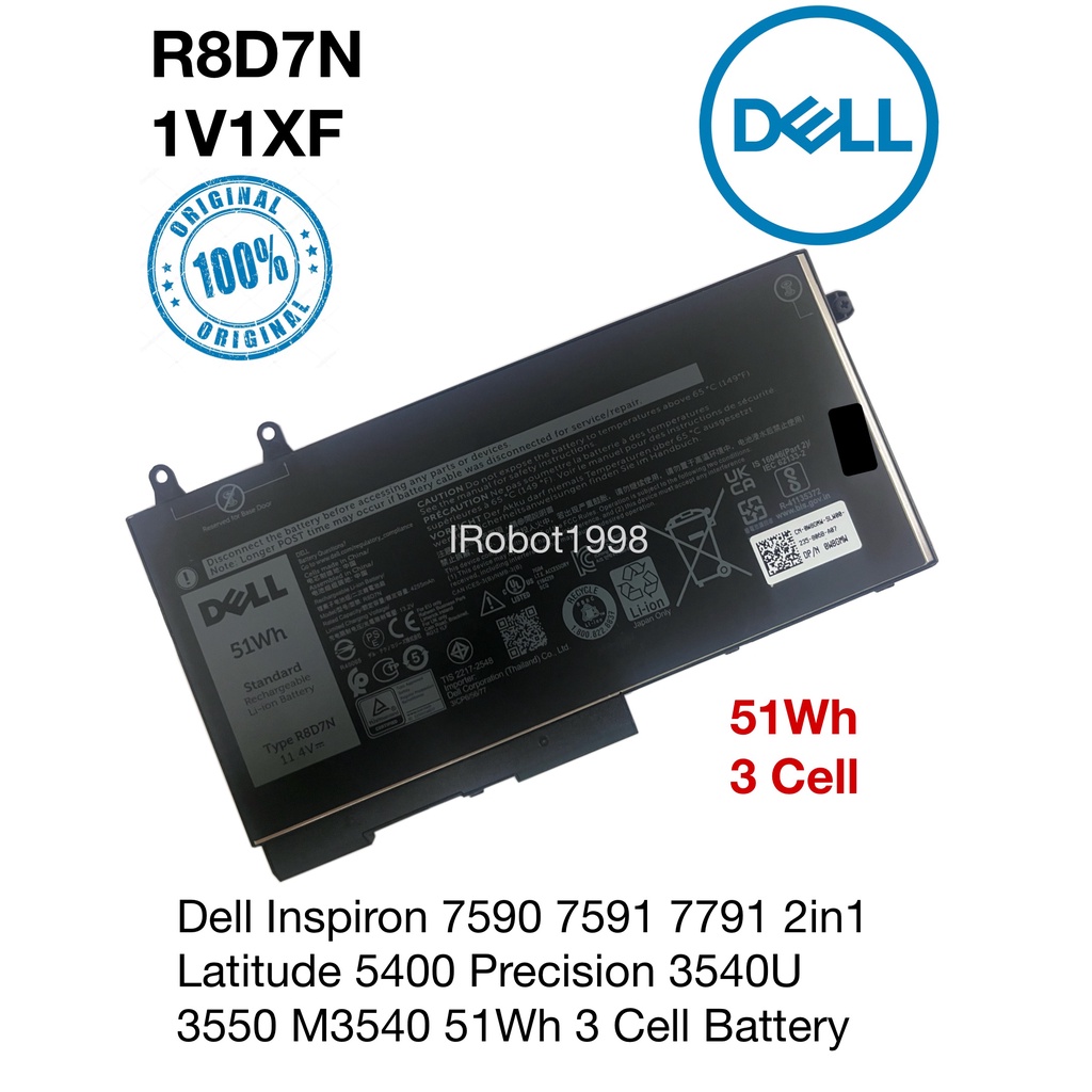 Original Dell 1V1XF R8D7N Inspiron 7590 7591 7791 2in1 Latitude 5400 ...