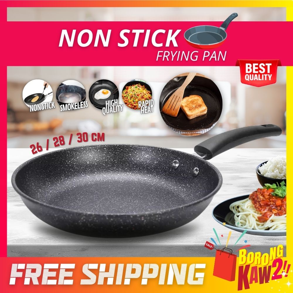 Bkk 26 28 30 Cm Non Stick Frying Pan Frying Wok Pan Kuali Leper