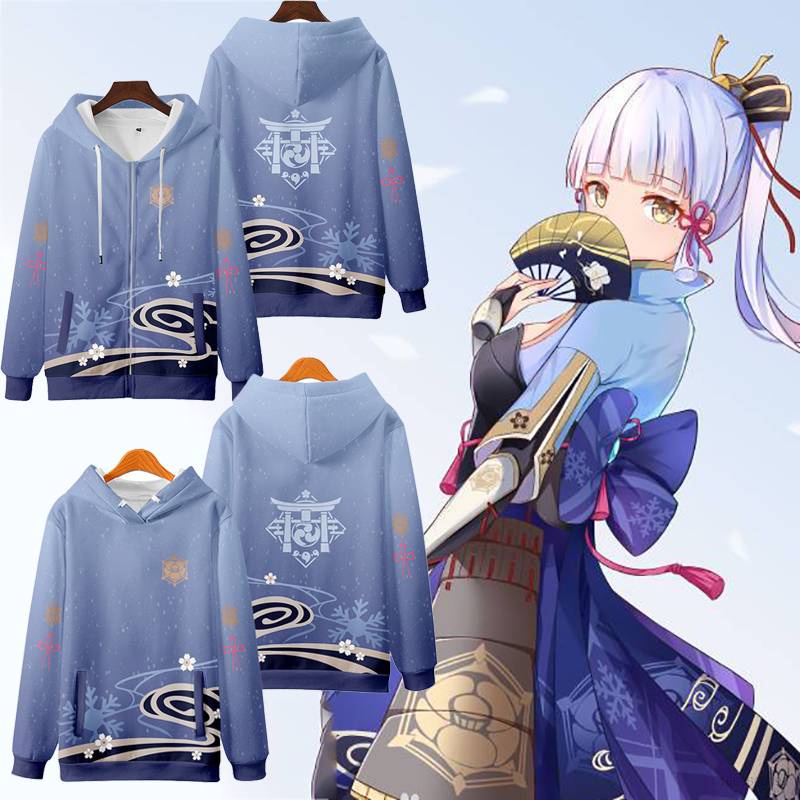 Cute Anime Genshin Impact Jacket Long Sleeve Zip-up Tops Hooded Casual ...