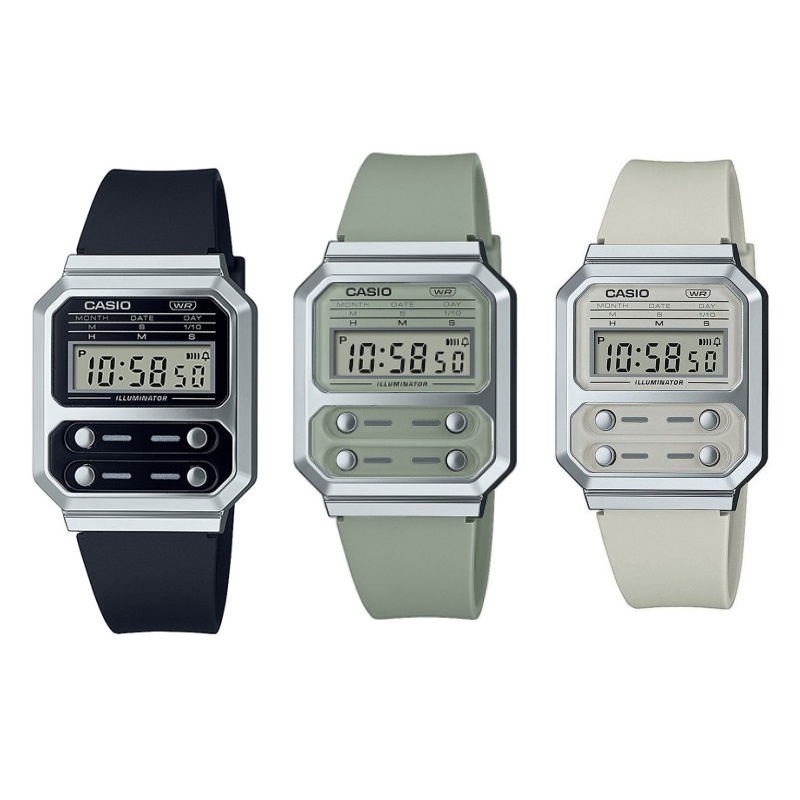 100% ORIGINAL CASIO VINTAGE RESIN BAND CLASSIC RETRO DIGITAL A-100WEF ...