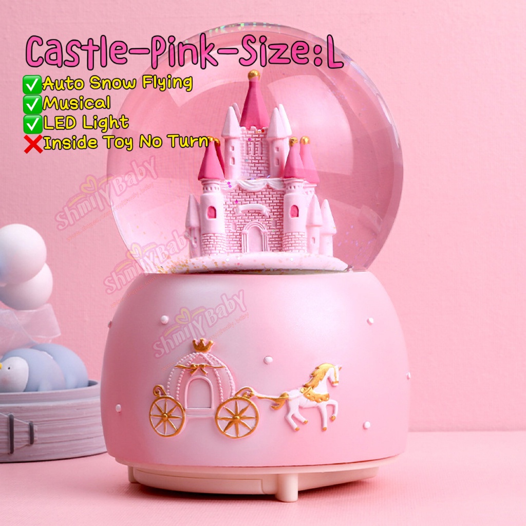 Princess Castle Musical Ball Crystal Ball With Music Light Auto Snow ...