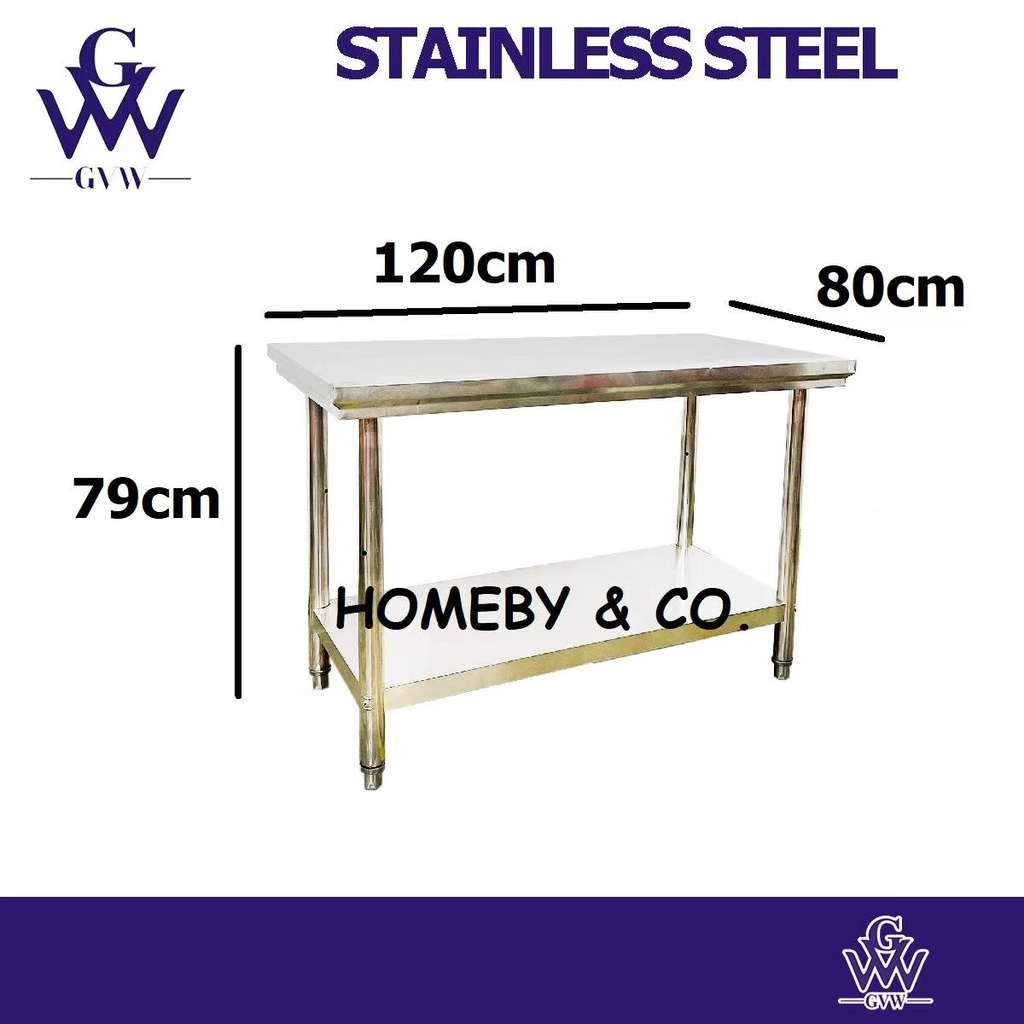 HOMEBY【GVW TABLE】Meja Stainless Steel Working Table Meja Dapur Dining ...
