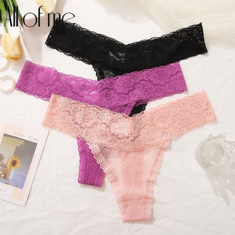All of me Perspective Floral Lace Thongs Women Underwear V Waist Female ...