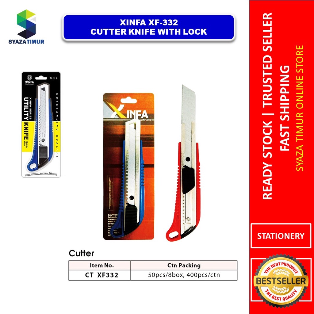 [ST-GR MY] XINFA XF-332 Utility Knife Cutter Blades With Lock | Utility ...